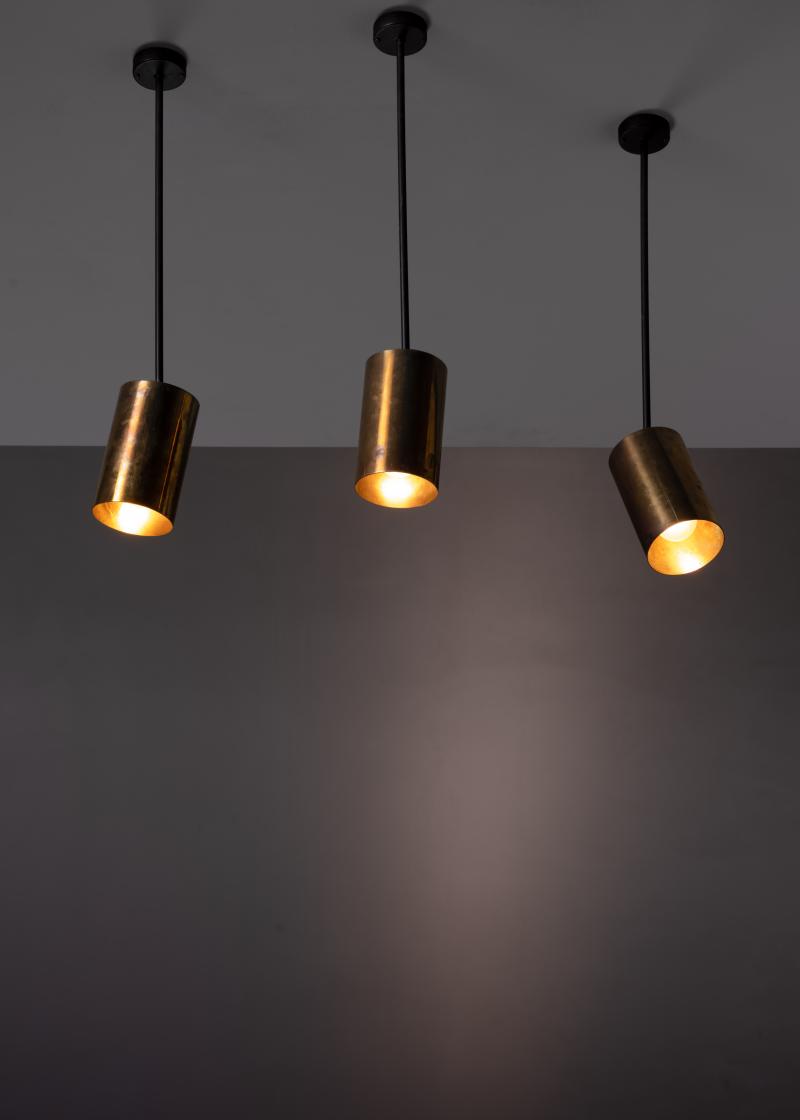 Set of 3 brass spotlights, France