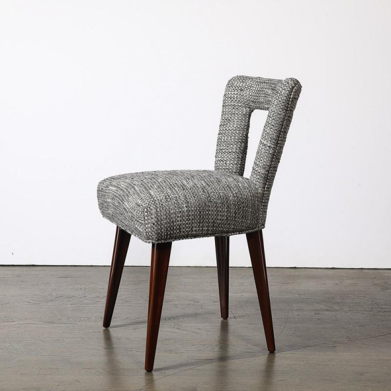 Set of 4 Mid-Century Open Back Upholstered Dining Chairs w/ Splayed ...