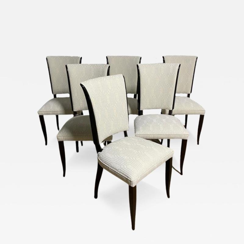 Set of 6 French Art Deco Cream Dining Chairs
