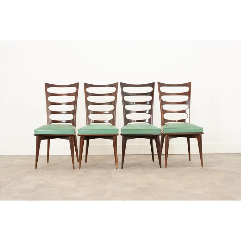 Set of Four of Vintage Gaston Poisson Dining Chairs