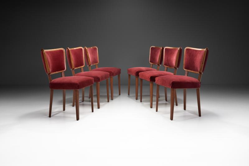 Set of Swedish Modern Upholstered Dining Chairs, Sweden 1950s