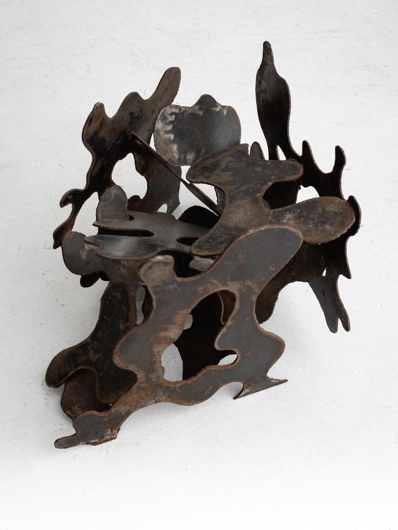 Silas Seandel - Artist Made Abstract Cut Steel Coffee Table With Glass Top