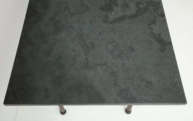 Slate top dining table or desk with industrial iron base