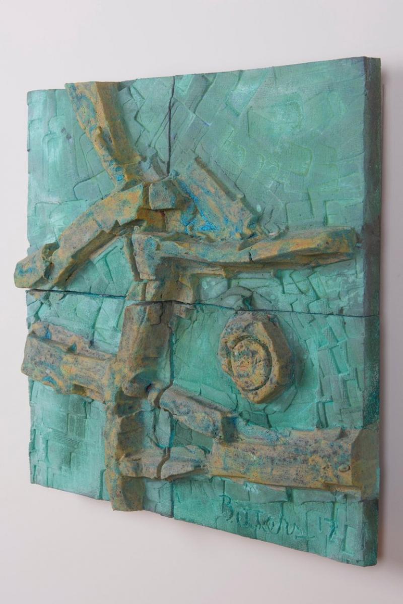 Stan Bitters - One of a Kind green Stan Bitters Ceramic Mural, USA, 2017