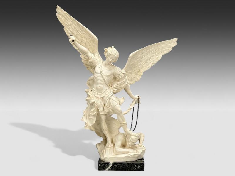 Statue of Saint Michael the Archangel, Composite, Marble Base, Italy ...