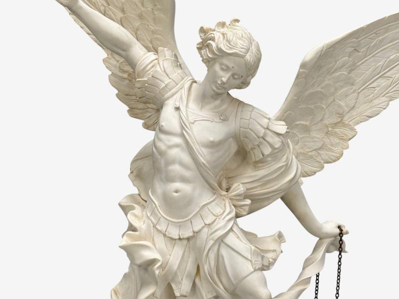 Statue of Saint Michael the Archangel, Composite, Marble Base, Italy ...