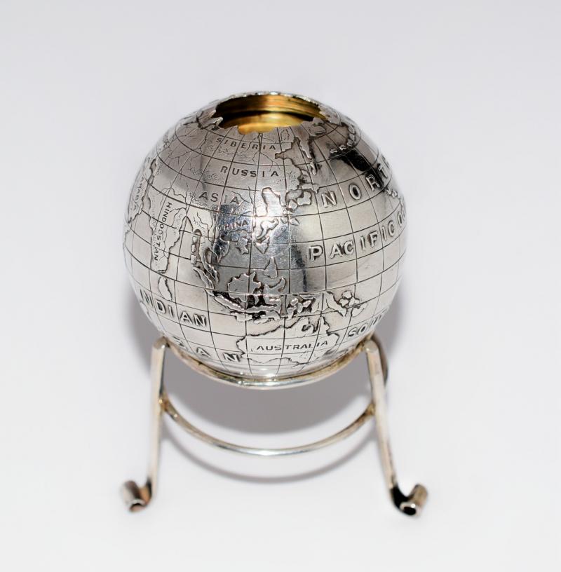 Sterling Silver World Globe Compass