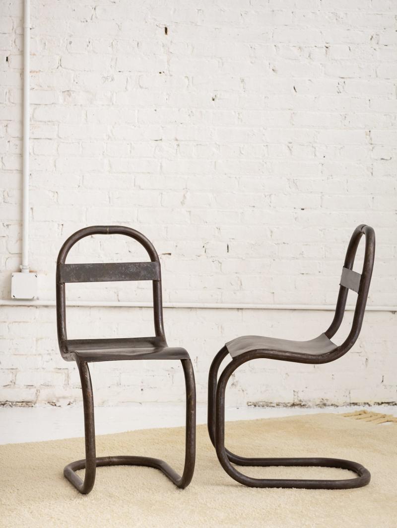 Studio Made Industrial Cantilever Dining Chairs - Set of 6