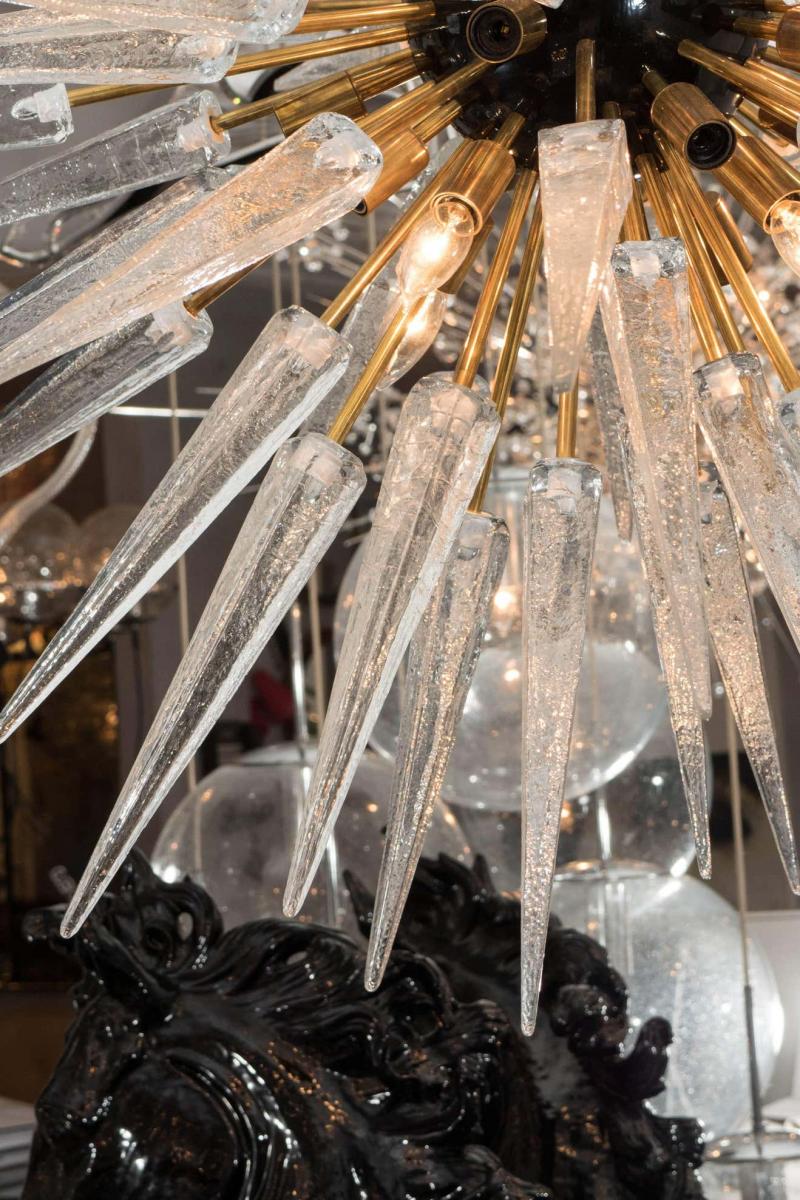 Stunning Clear Murano Glass Spike Sputnik Chandelier