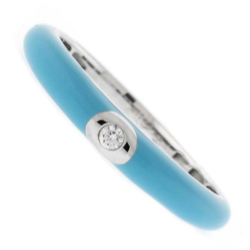 TURQUOISE ITALIAN ENAMEL SMALL DOME RING
