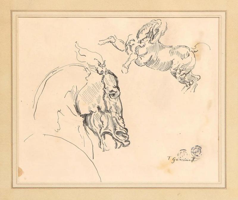 Theodore Gericault A Rare and Important Study Drawing The Charging Chasseur
