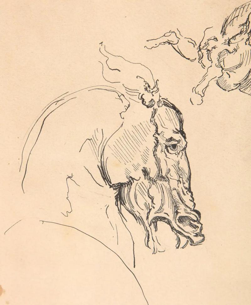 Theodore Gericault A Rare and Important Study Drawing The Charging Chasseur