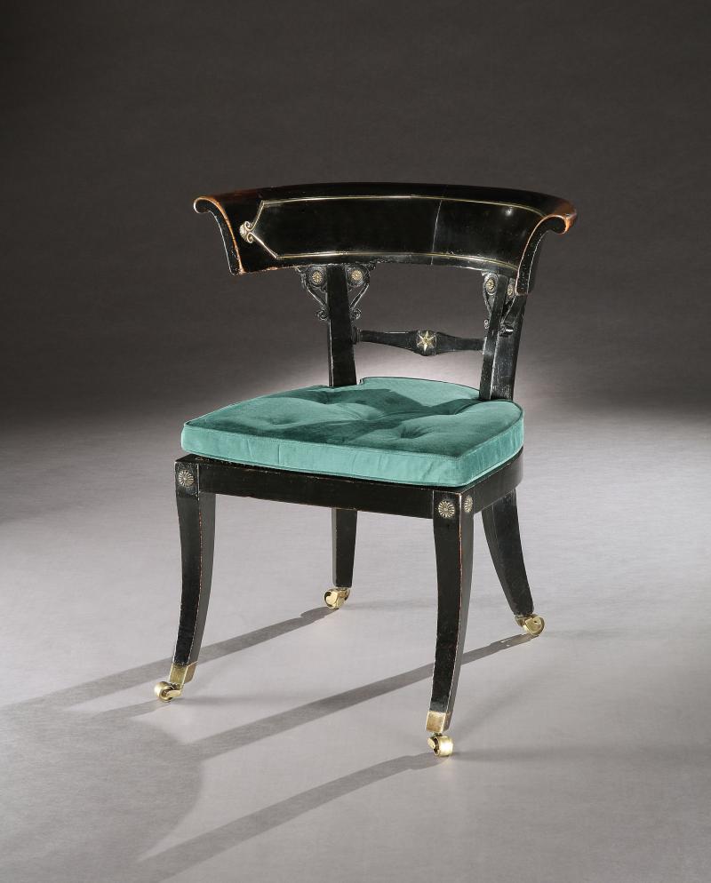 Thomas Hope - English Regency Period Ebonised Library Chair