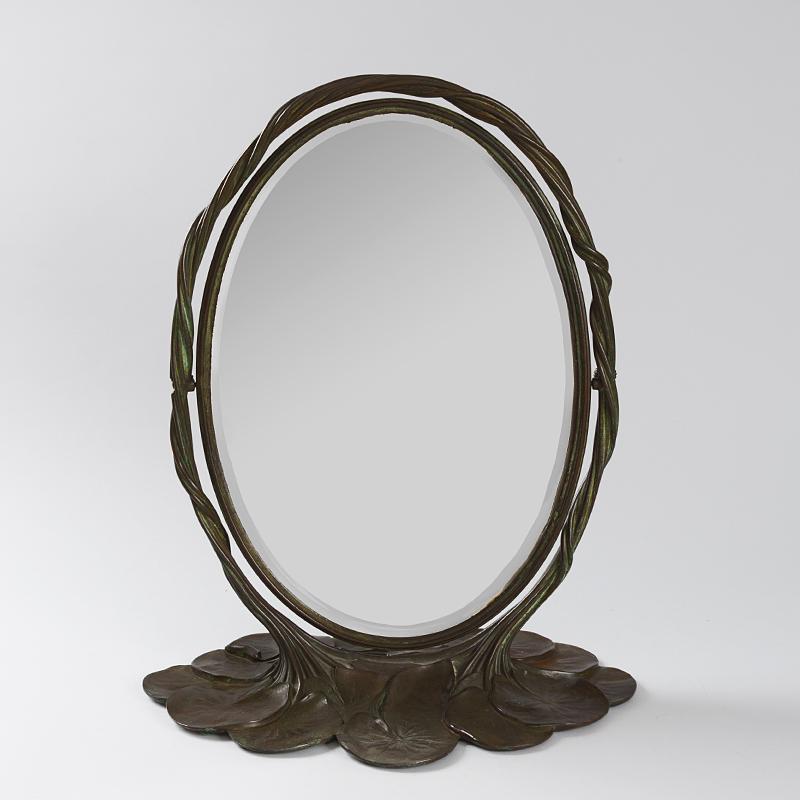 Tiffany Studios - Bronze "Lily Pad" Mirror by Tiffany Studios