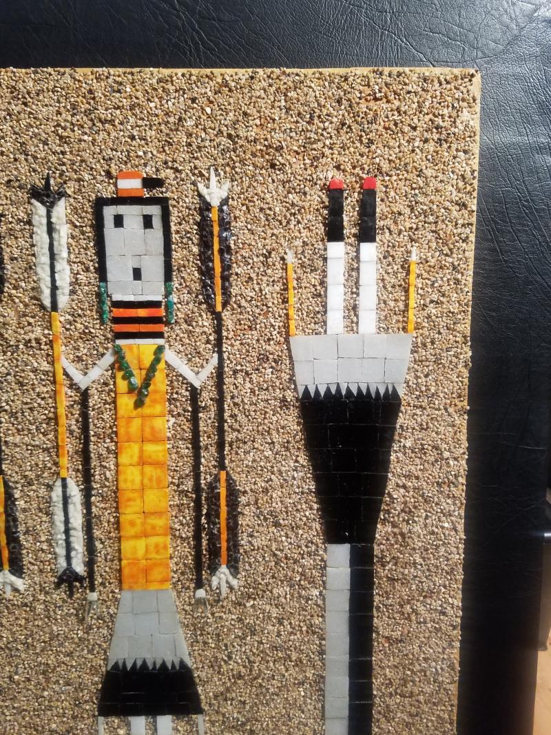 I. D. Henny - Tile on Sand Mosaic of a Navajo Sand Painting Yei Dancers ...