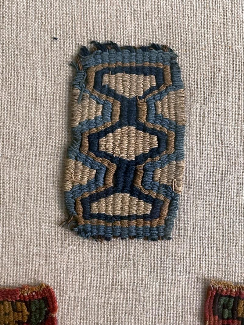 Two Frame Pre-Columbian Woven Textile Fragments Inca Culture Peru