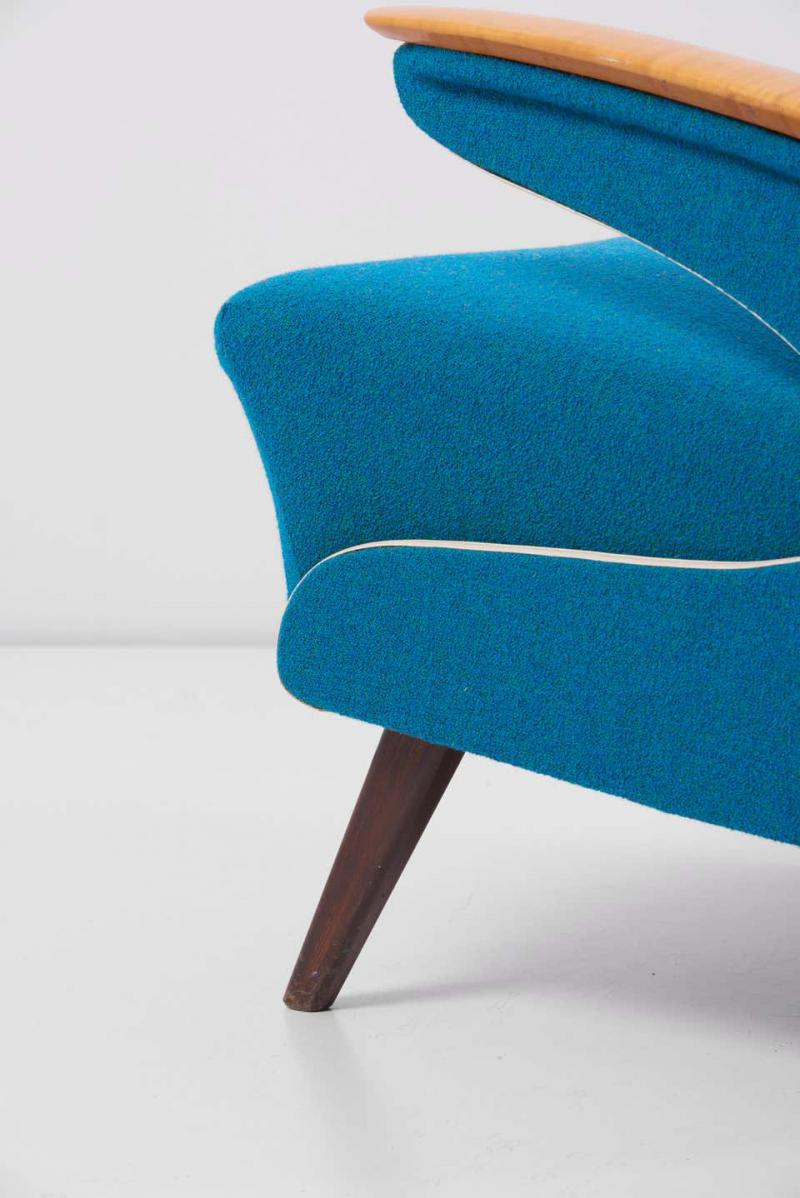 Upholstered Aerodynamic Lounge Chair, 1950s