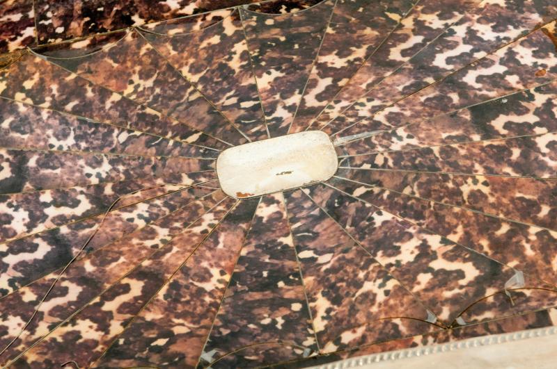 Very Large Plated High Border Tray Table / Tortoise Shell Interior