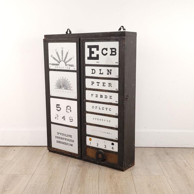 Vintage Eye Testing Chart, circa 1950 back lit.