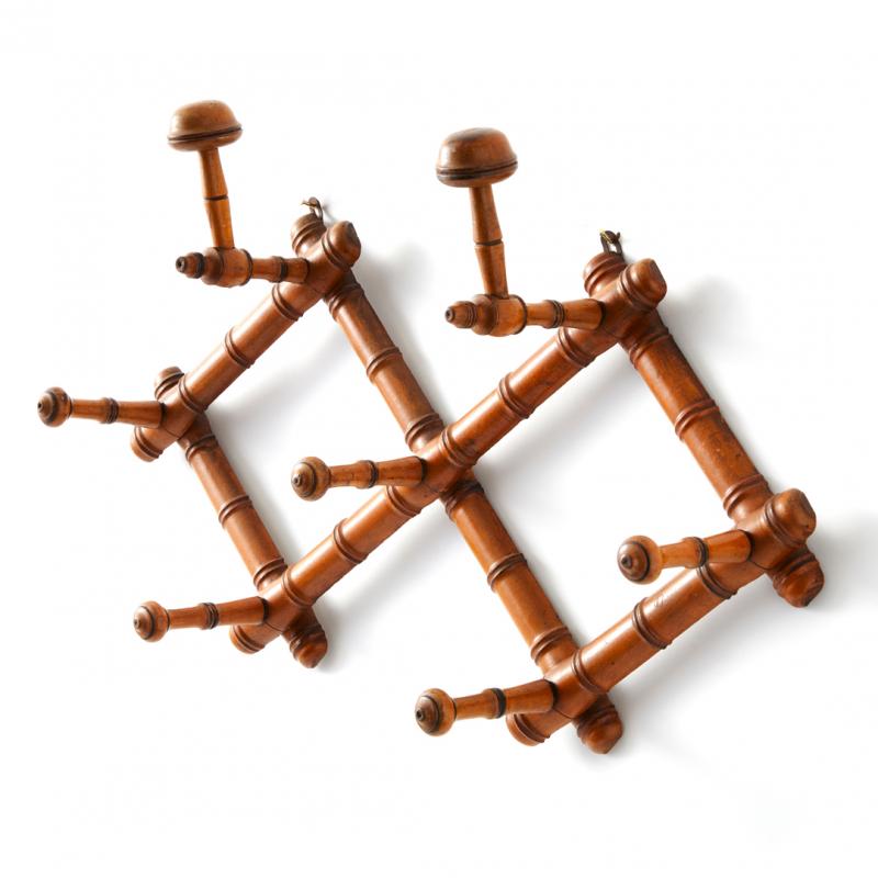 Vintage French Bamboo Accordion Hat Rack