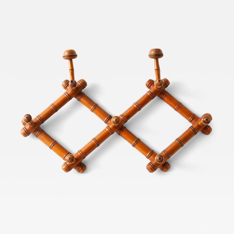 Vintage French Bamboo Accordion Hat Rack