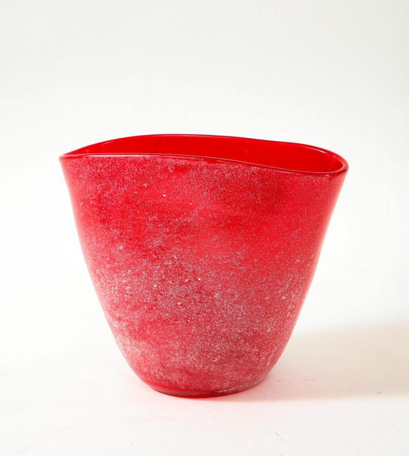 Vibrantly Colored Italian Hand-Blown Glass Scavo Vase – Valentine's Day!