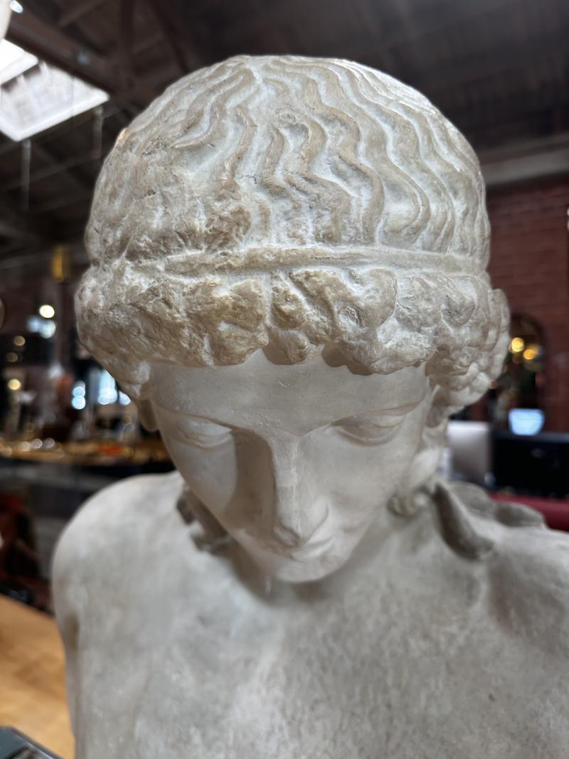 Vintage Italian " Apollo Del Tevere " Plaster Half Bust Sculpture 1980s