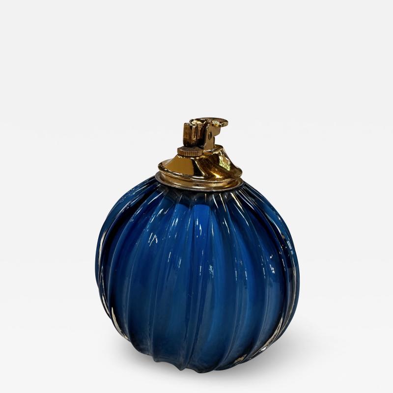 Vintage Italian Glass and Brass Lighter by Tommaso Barbi 1980s