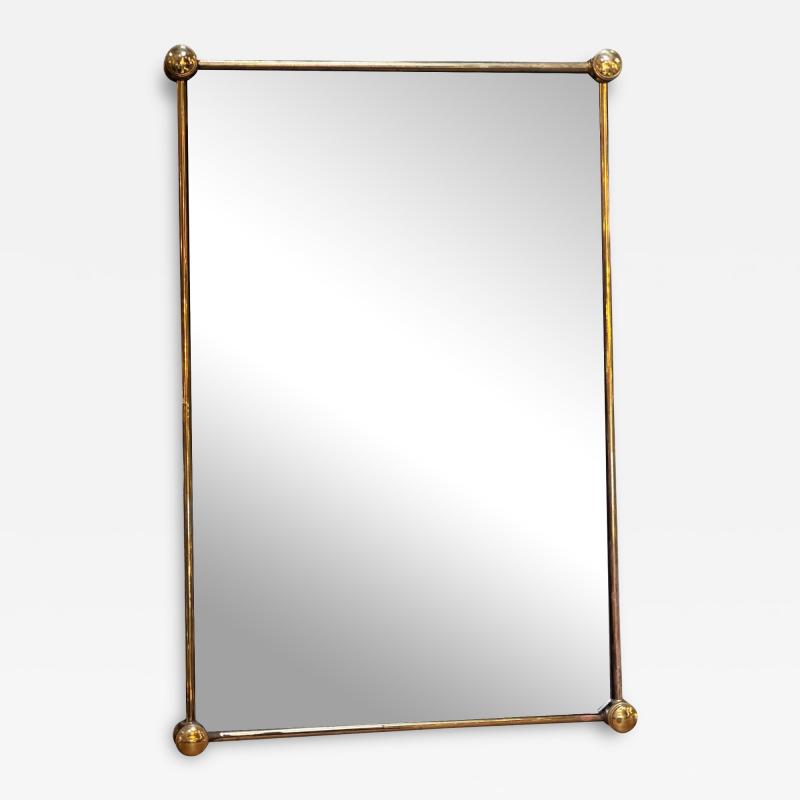 Vintage Italian Oversize Rectangular Brass Wall Mirror 1980s