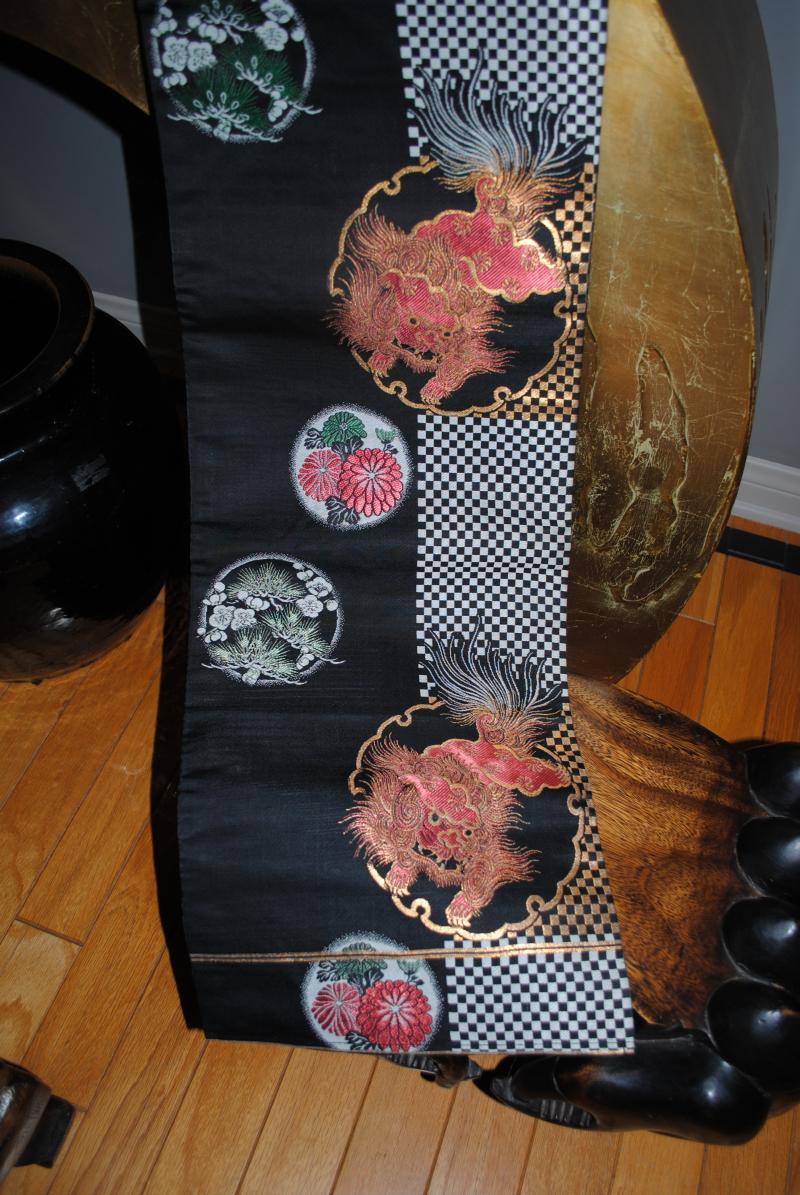 Vintage Japanese Mara Obi Deco, textile, pillow, runner