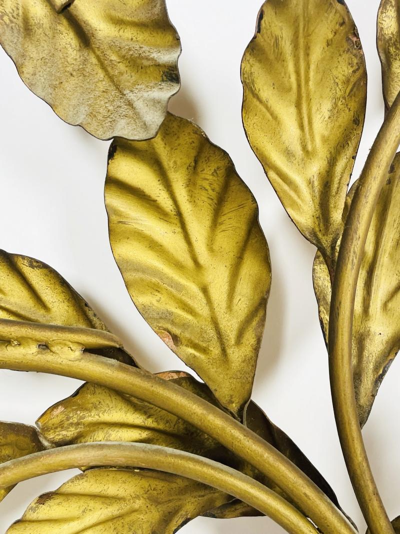 Vintage Metal Wall Sculpture with Gold Gilding, made in Italy.