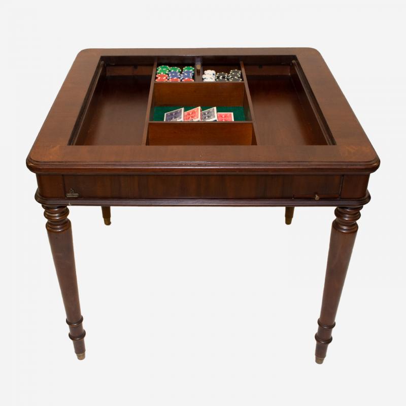Vintage Walnut Game Table by Hurtado Valencia