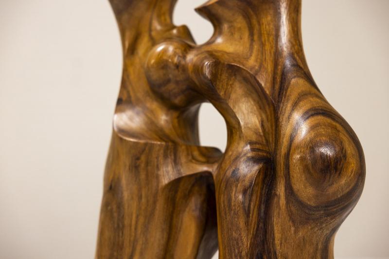 Vintage Wooden Biomorphic Sculpture featuring Abstract Figures