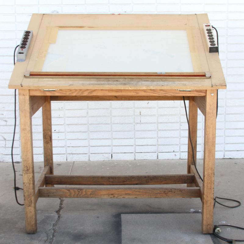 Vintage drafting table with light