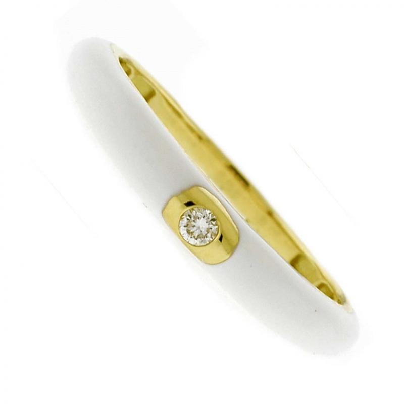 WHITE ITALIAN ENAMEL SMALL DOME RING