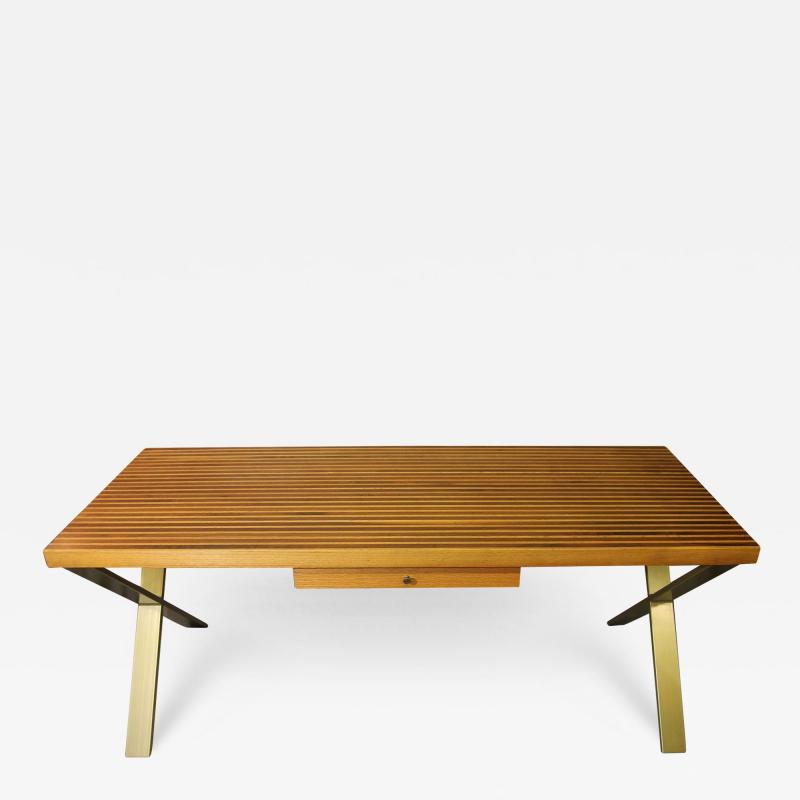 Walnut and Oak desk with x shaped legs