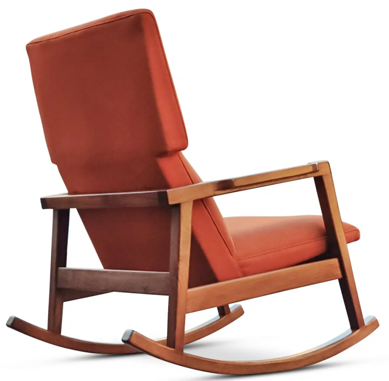 Walnut and Persimmon Ducale Wool Fabric Rocking Chair by Design within ...