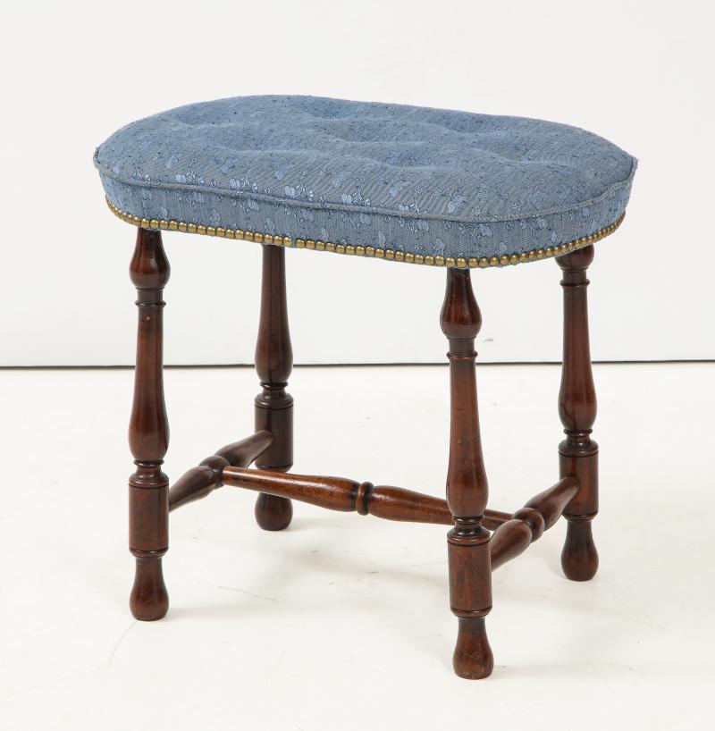 Walnut stool made from and 18th century stool base with new upholstered ...