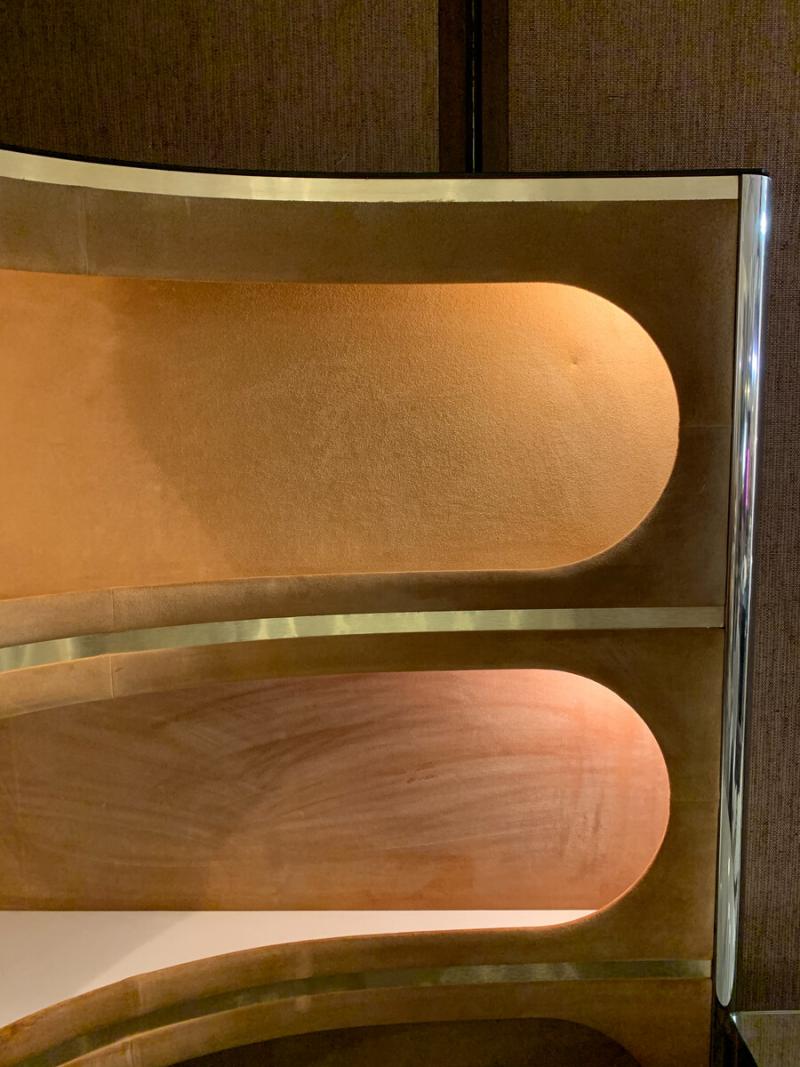 Willy Rizzo - Mid-Century Modern Suede Bar by Willy Rizzo with One ...