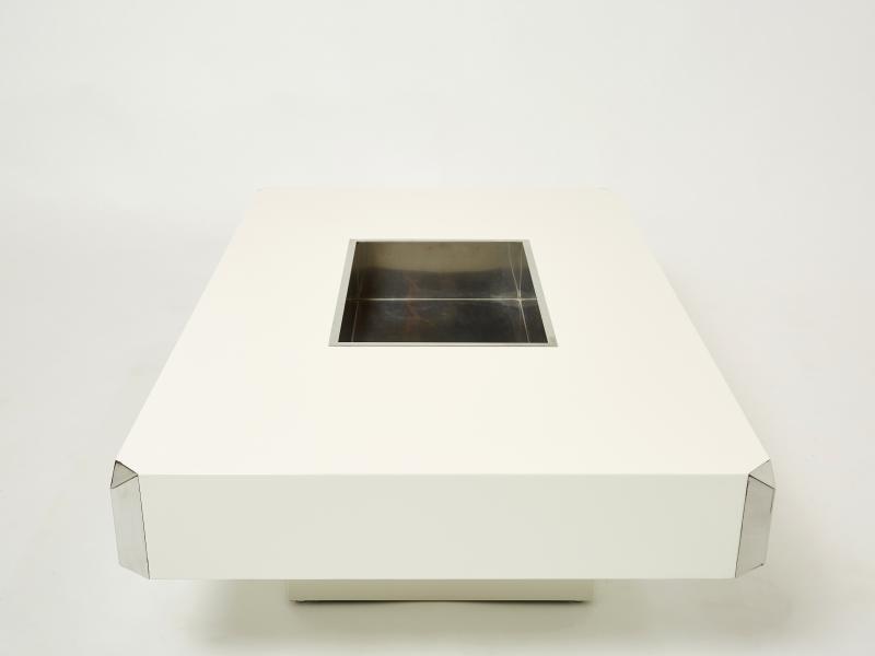 Willy Rizzo - Willy Rizzo white lacquer and chrome bar coffee table ...