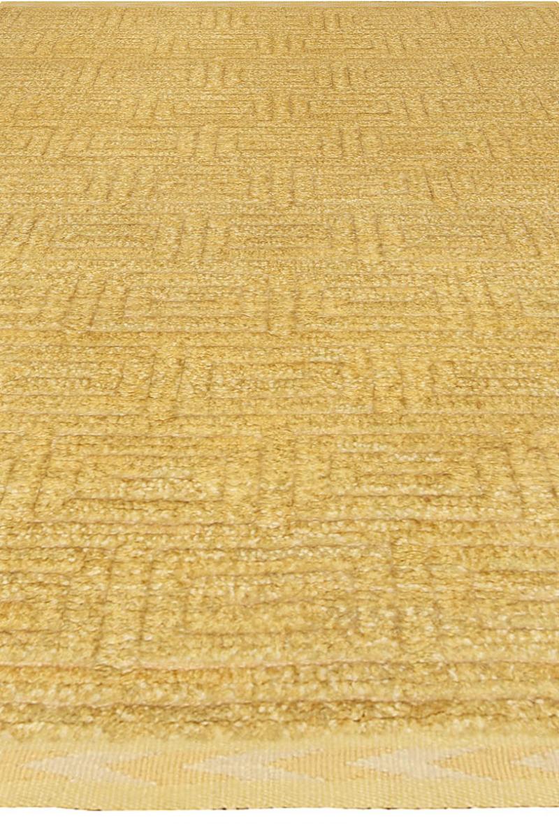 Yellow Midcentury Modern Swedish Half Pile Rug Designed by Elsa Gullberg