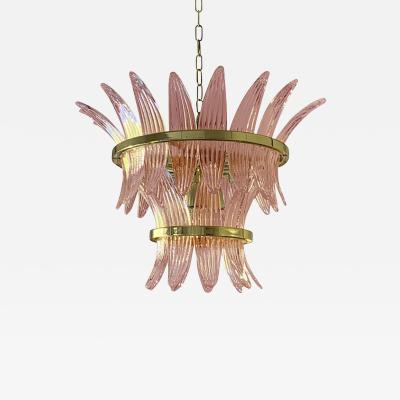 Jean-Marie Simonnet - Contemporary Pink "Palmette" Murano Glass Chandelier