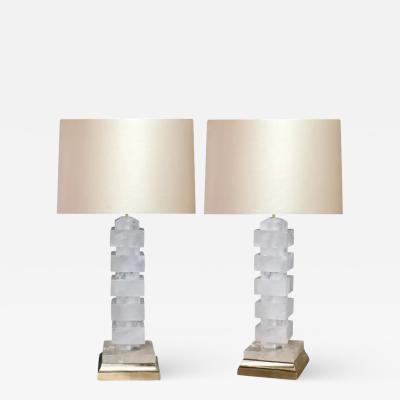 Phoenix Gallery Bespoke - Block Form Rock Crystal Lamps by Phoenix