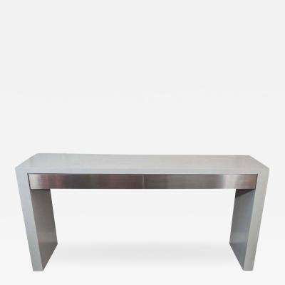 Venfield - Custom Gray Stained Console with Brushed Stainless Steel Drawers