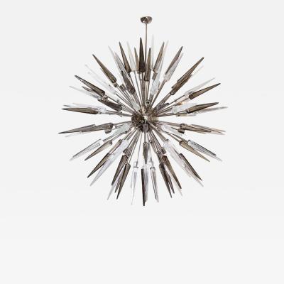 Venfield - Enormous Clear and Smoke Murano Glass Spike Sputnik Chandelier