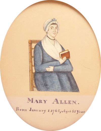 Documented Early Folk Portrait of Mary Allen
