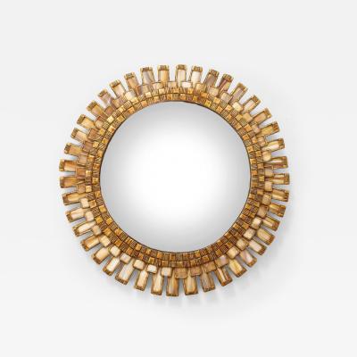 Artist Frame having geometric border of ivory color glass with convex ...