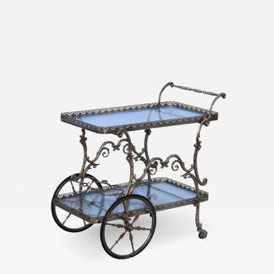 1950's Baroque Style Brass Bar Cart