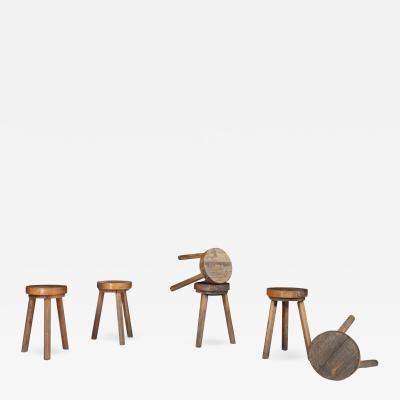 1950s French tri-leg circular stools