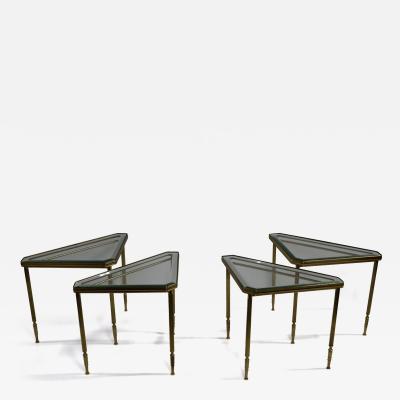 1950's Mid-Century Modern Brass Italian Triangular Side Tables/coffee table